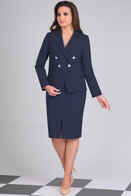 Костюм с юбкой 31329 темно-синий LeNata купить в интернет магазине Велесмода